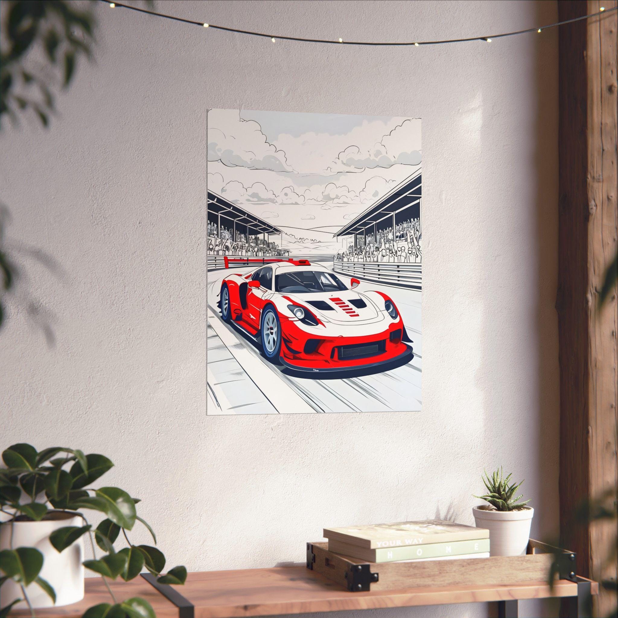 High-speed Race Car, Grey Scale Art Print, Wall Decor, Auto Enthusiast ...