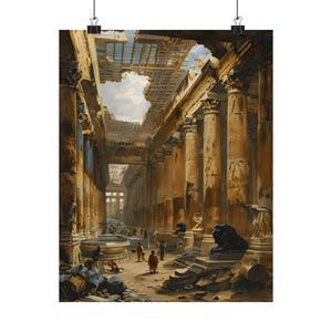 Greek Temple Interior Matte Vertical Poster, Ancient Greece Wall Art ...