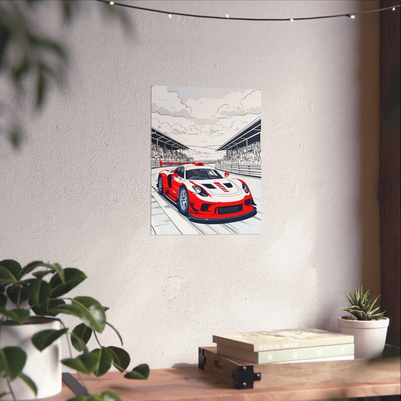 High-speed Race Car, Grey Scale Art Print, Wall Decor, Auto Enthusiast ...