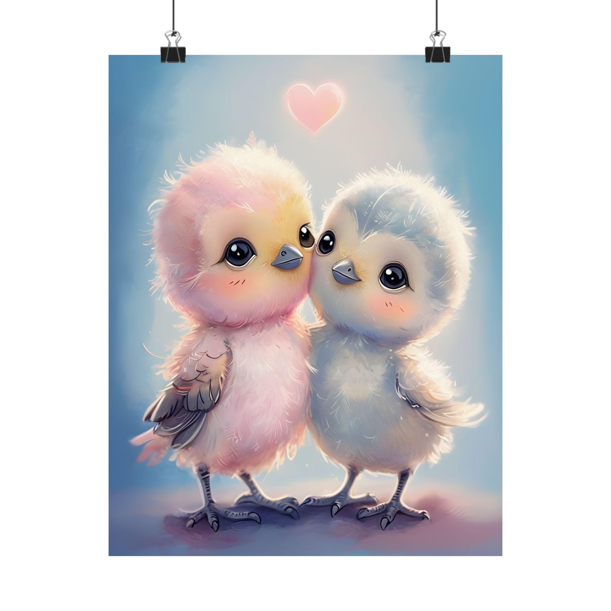 Love Birds, Valentines Day Wall Art Print, Romantic Animal Artwork ...