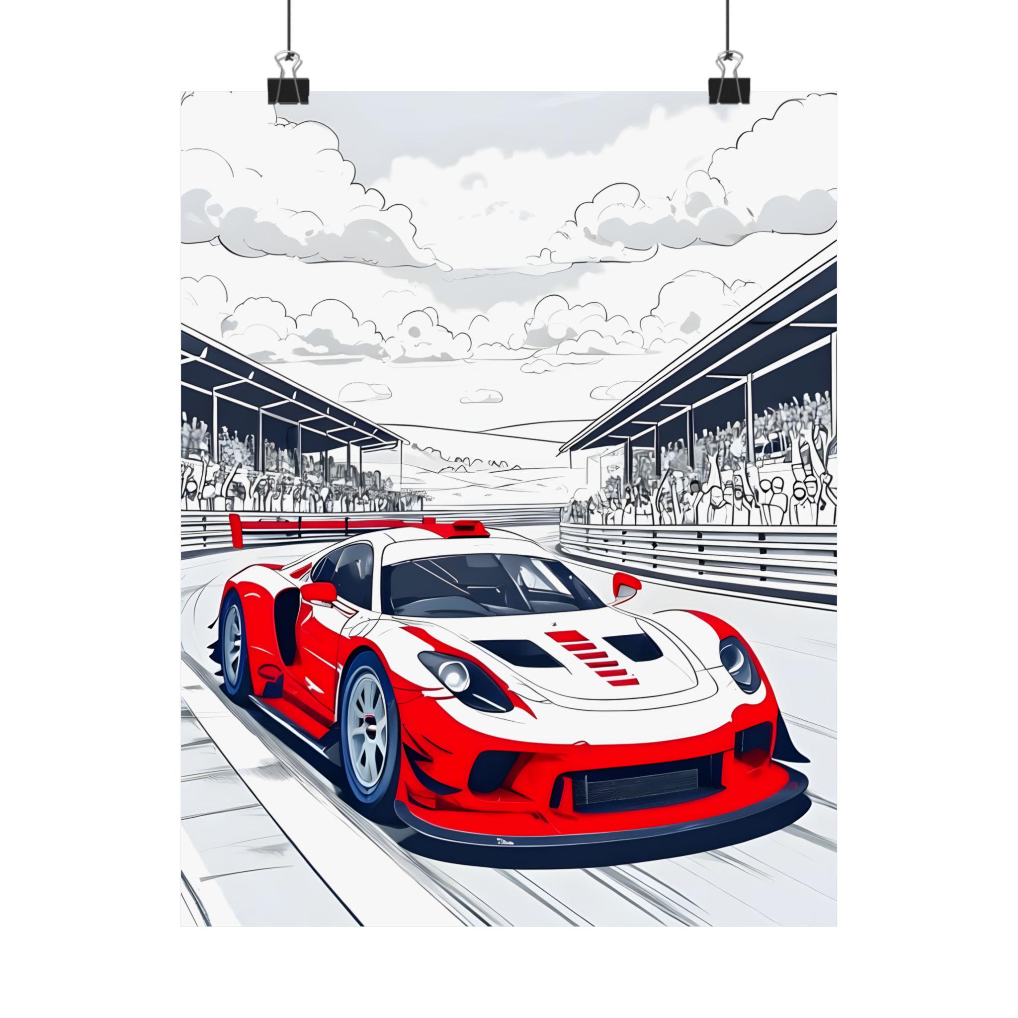 High-speed Race Car, Grey Scale Art Print, Wall Decor, Auto Enthusiast ...