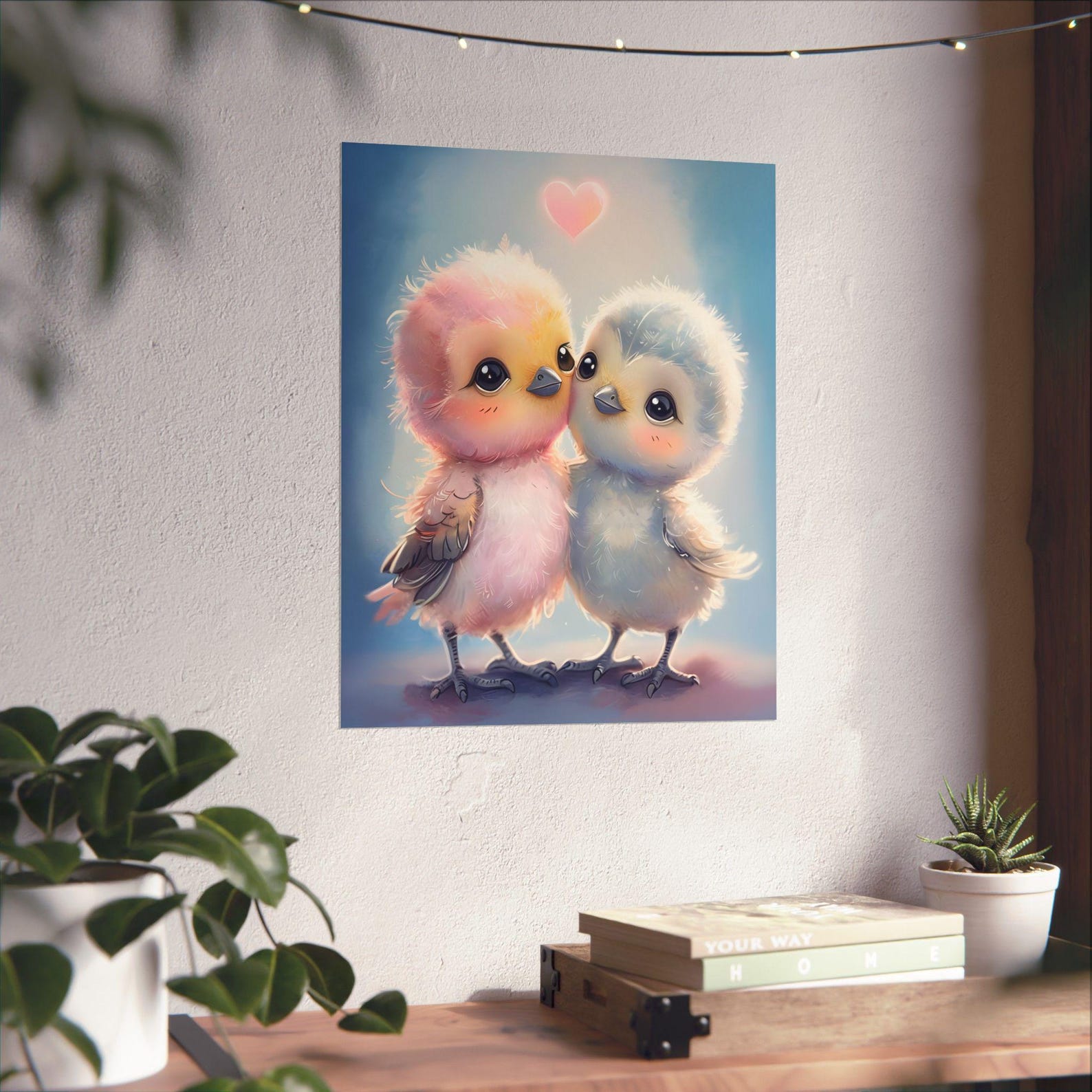 Love Birds, Valentines Day Wall Art Print, Romantic Animal Artwork ...