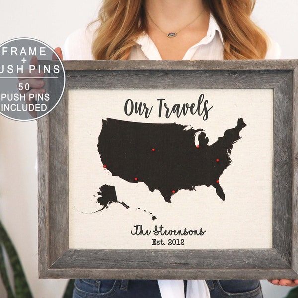 Push Pin Travel Map - Etsy