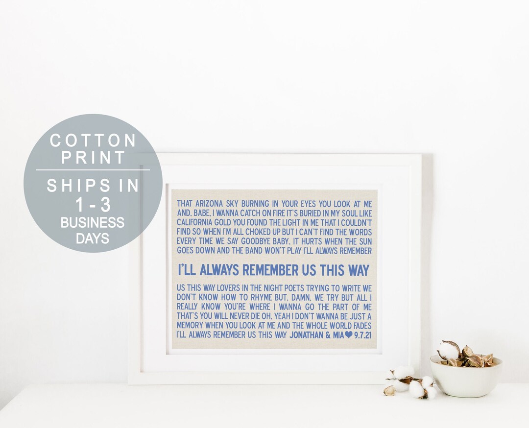 Personalized Frame Song Lyrics Print Wedding Anniversary Gift - Etsy