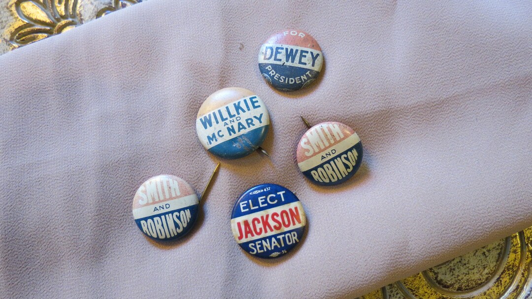 Vintage Set of Five (5) Political Campaign Pinbacks Circa Early to Mid ...