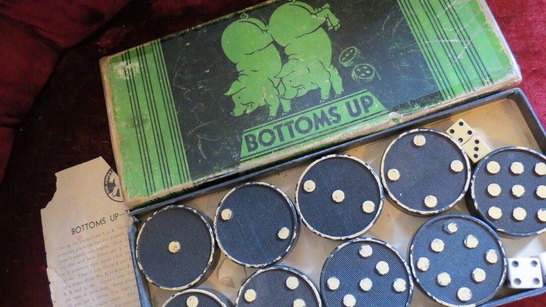 Antique 1930s Bottoms up Game by the Embossing Co Complete W ...