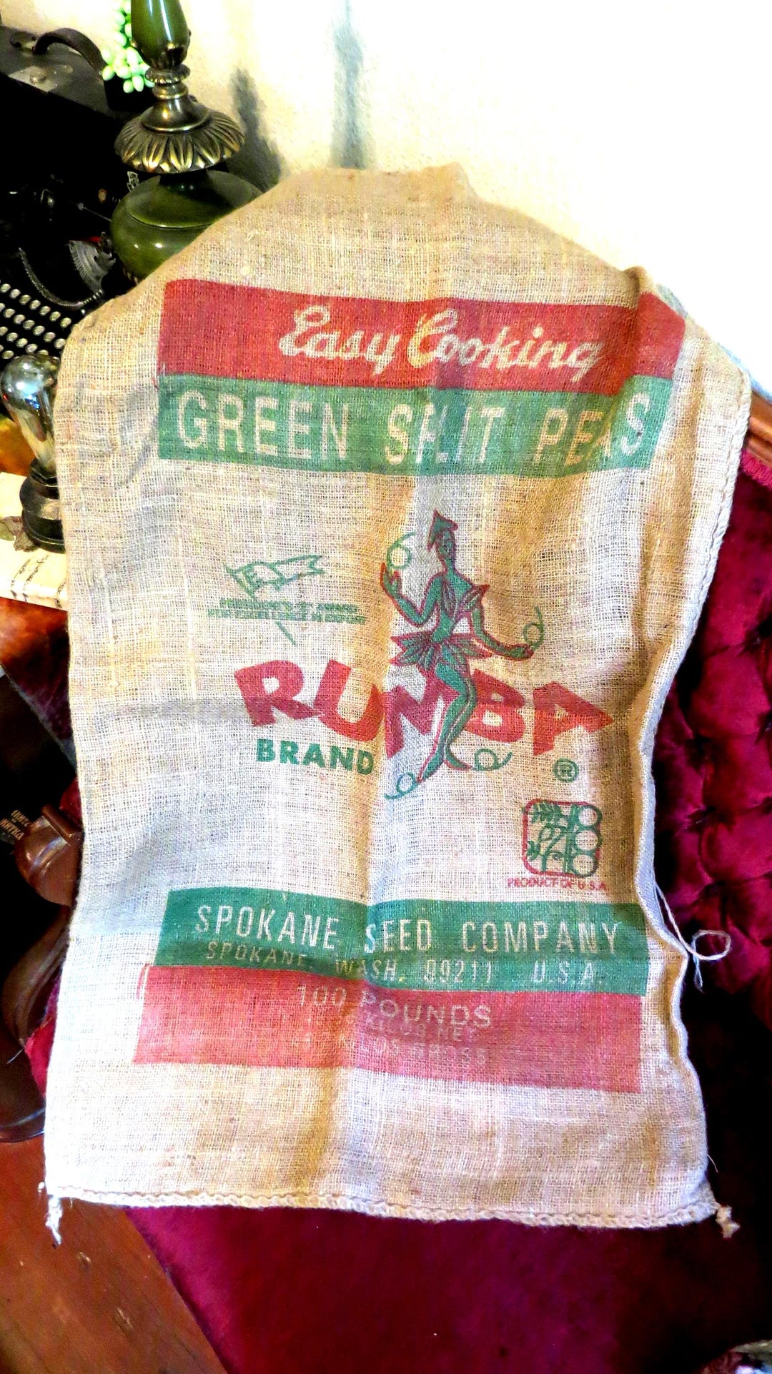 Vintage 1963 Burlap Split Pea Sack: Spokane Seed Co. 100lb - Etsy