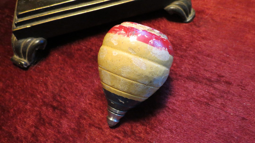Vintage 1950s Spinning Top Wooden Red Cream Blue - Etsy