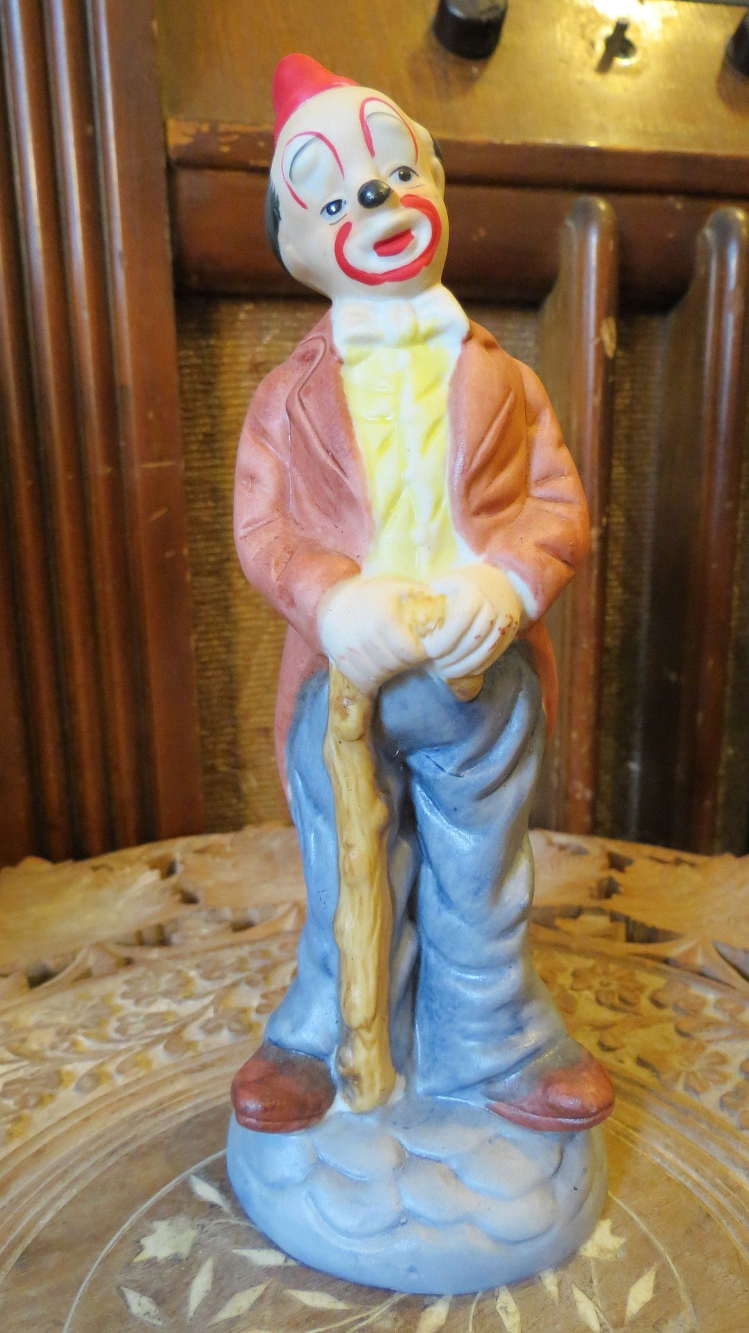 Vintage Enesco Porcelain Circus Clown W Cane Circa 1984 6" Tall Ceramic ...