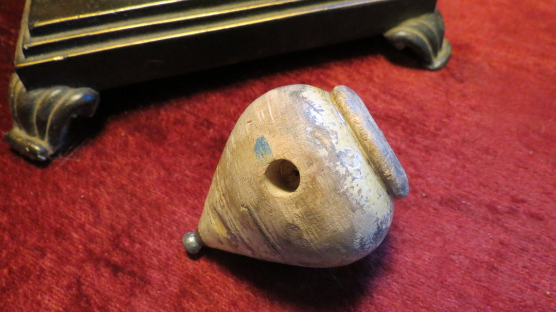 Antique Wooden Spinning Top Circa 1910s 1920s Cream W Holes Unique ...
