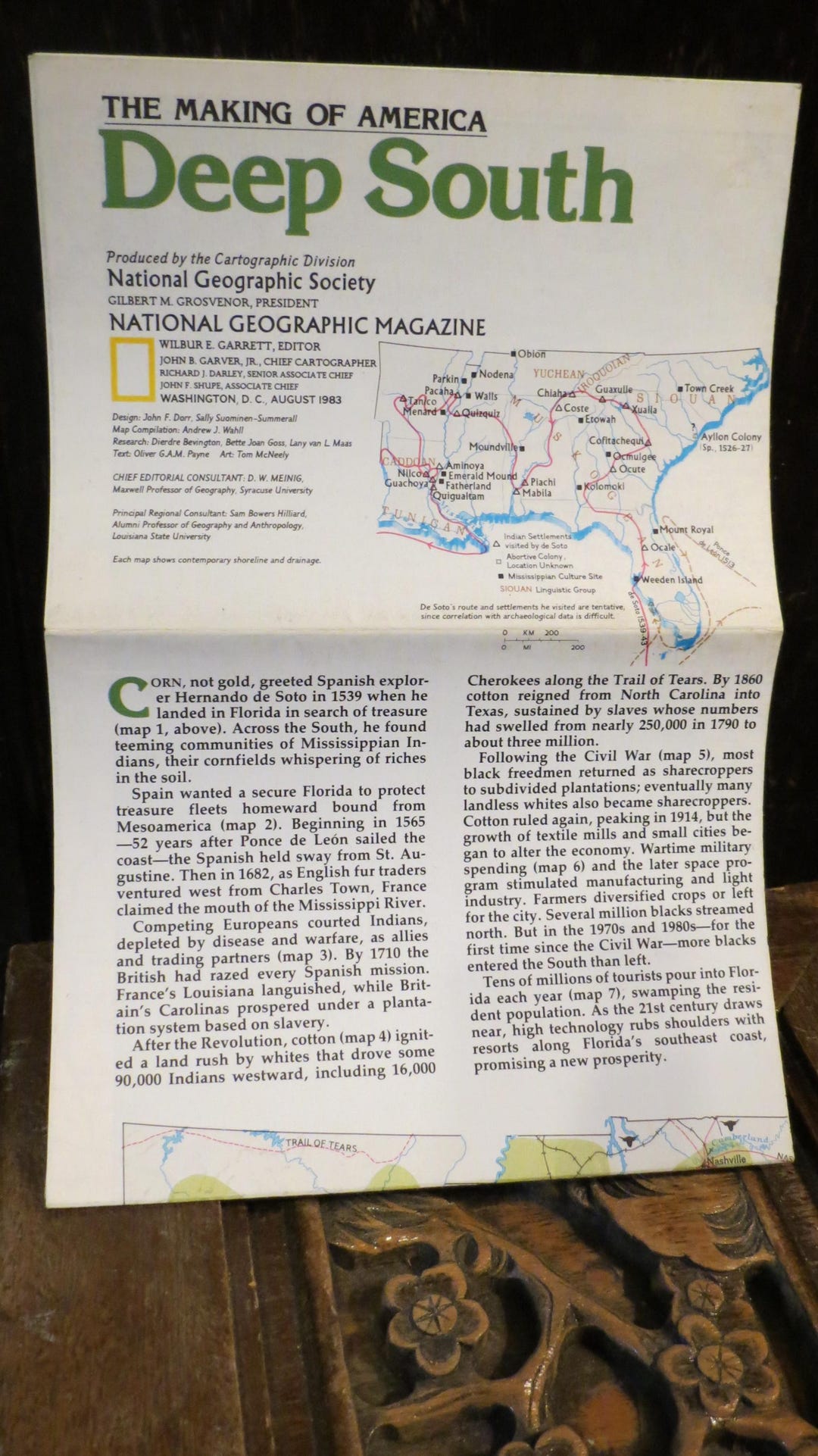 Vintage National Geographic Insert Map - 1983 Deep South - the Making ...