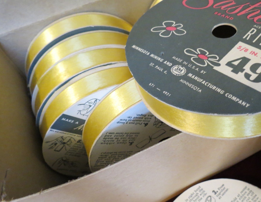 Vintage Lot of Sasheen NOS Ribbons Spools Pastel Yellow Circa Late ...