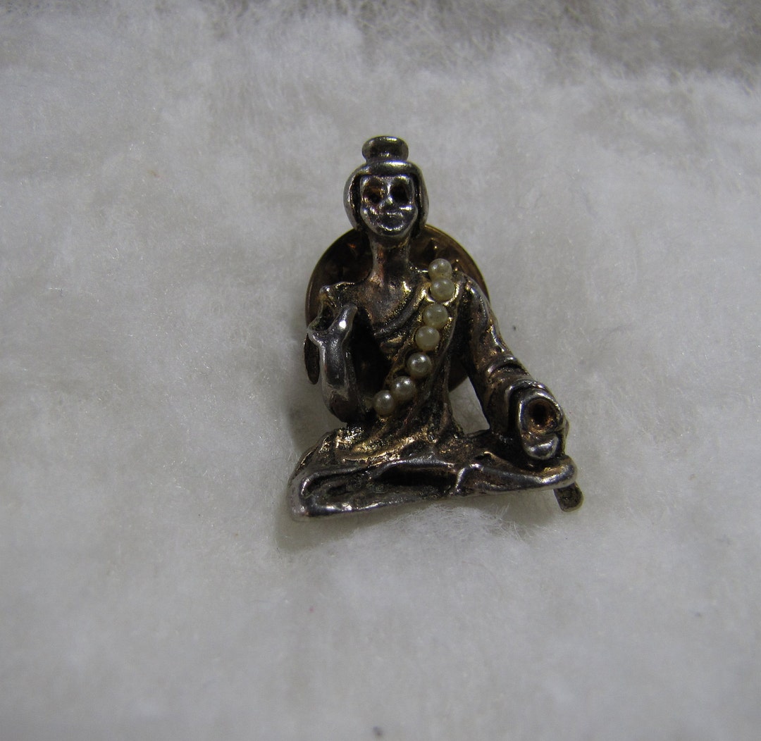 Vintage 1950s to 1960s Buddha Pin W Faux Pearls Gold Plated 2 Pins ...