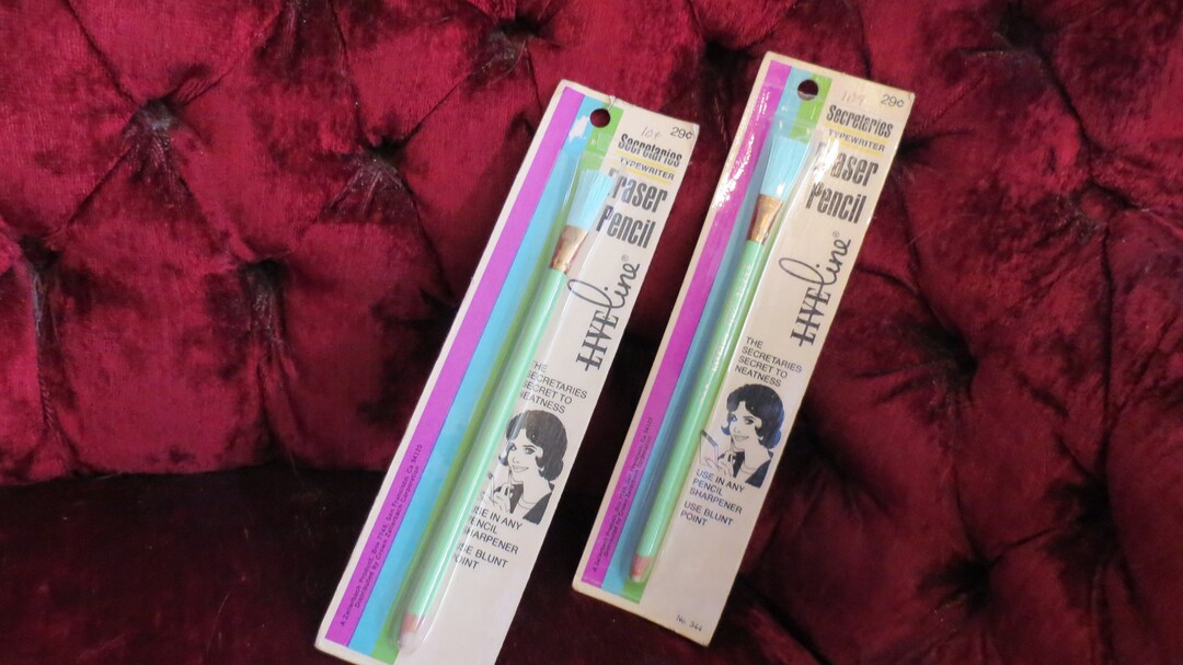 Vintage Set of Two (2) Typewriter Eraser Pencils W Brush Duster Tips ...