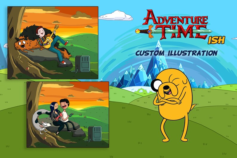 Digital Adventure Time Custom Portrait Printable Sunset and BMO - Etsy