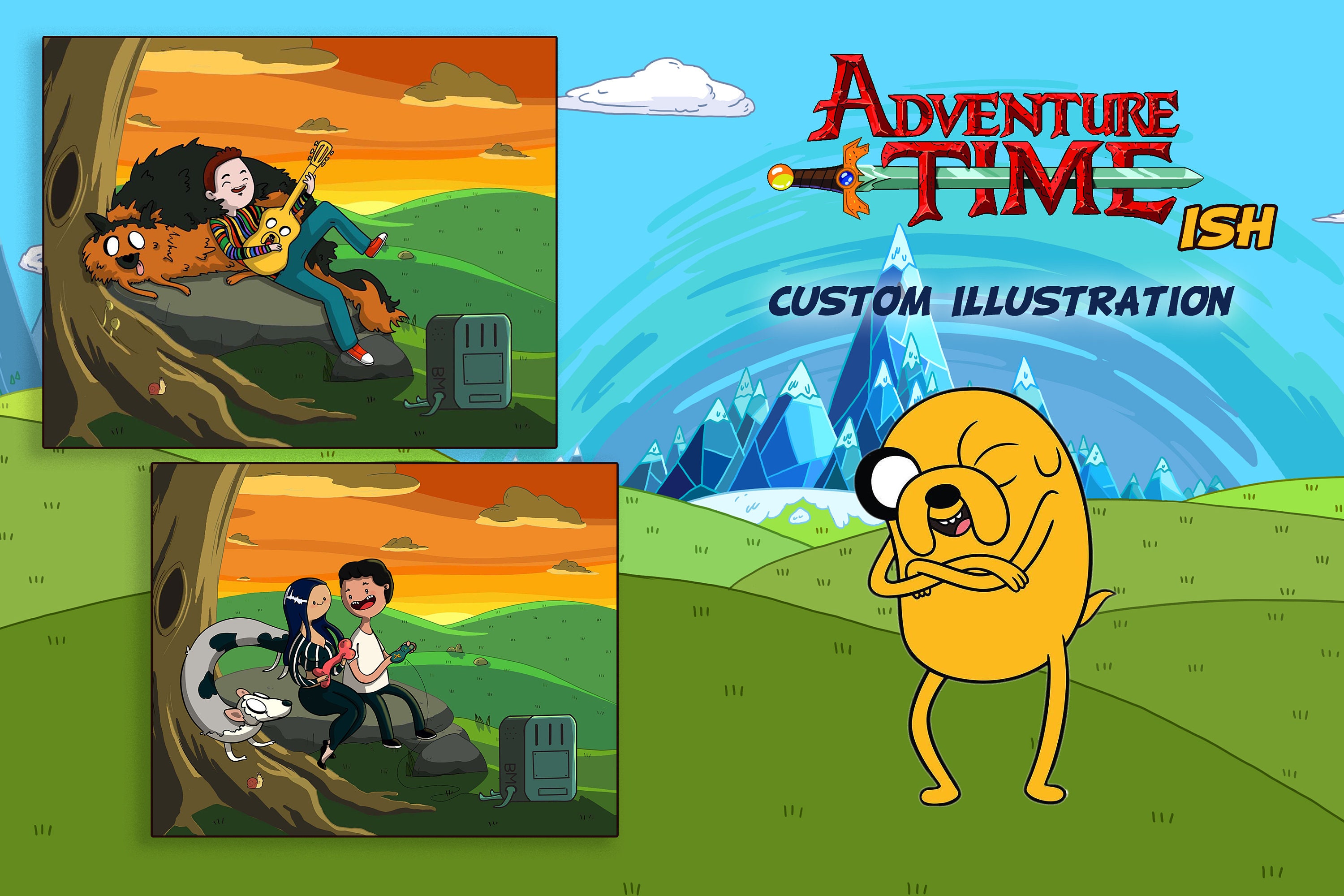 Digital Adventure Time Custom Portrait Printable Sunset and BMO - Etsy