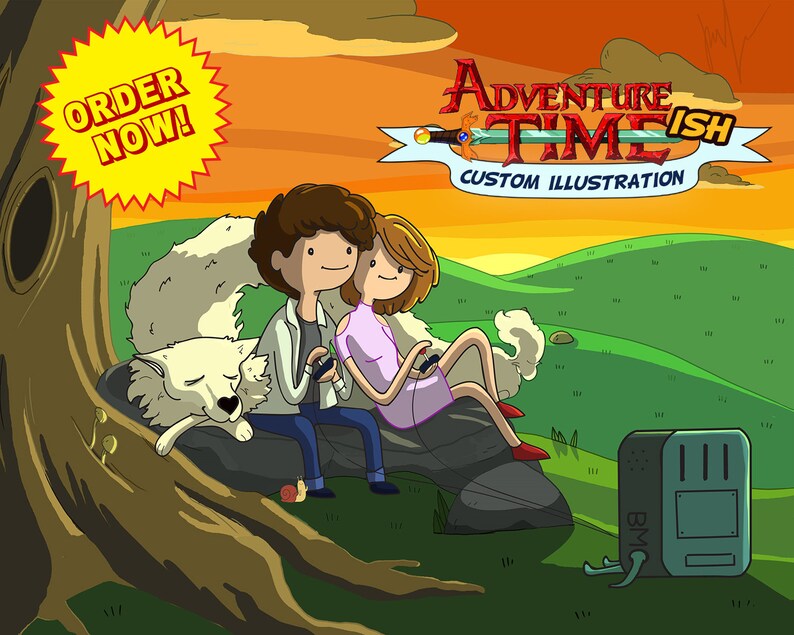 Digital Adventure Time Custom Portrait Printable Sunset and BMO - Etsy