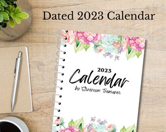 2024 Printable Calendar, Watercolor Floral Monthly Planner Vertical ...