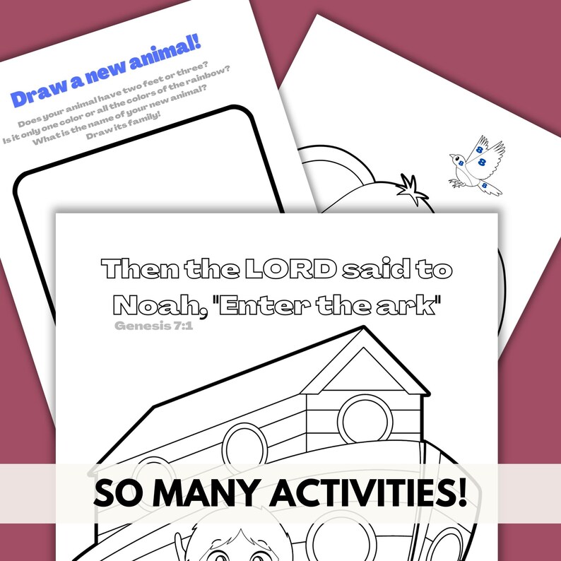 Printable Noah & the Ark Bible Activity Book - Etsy