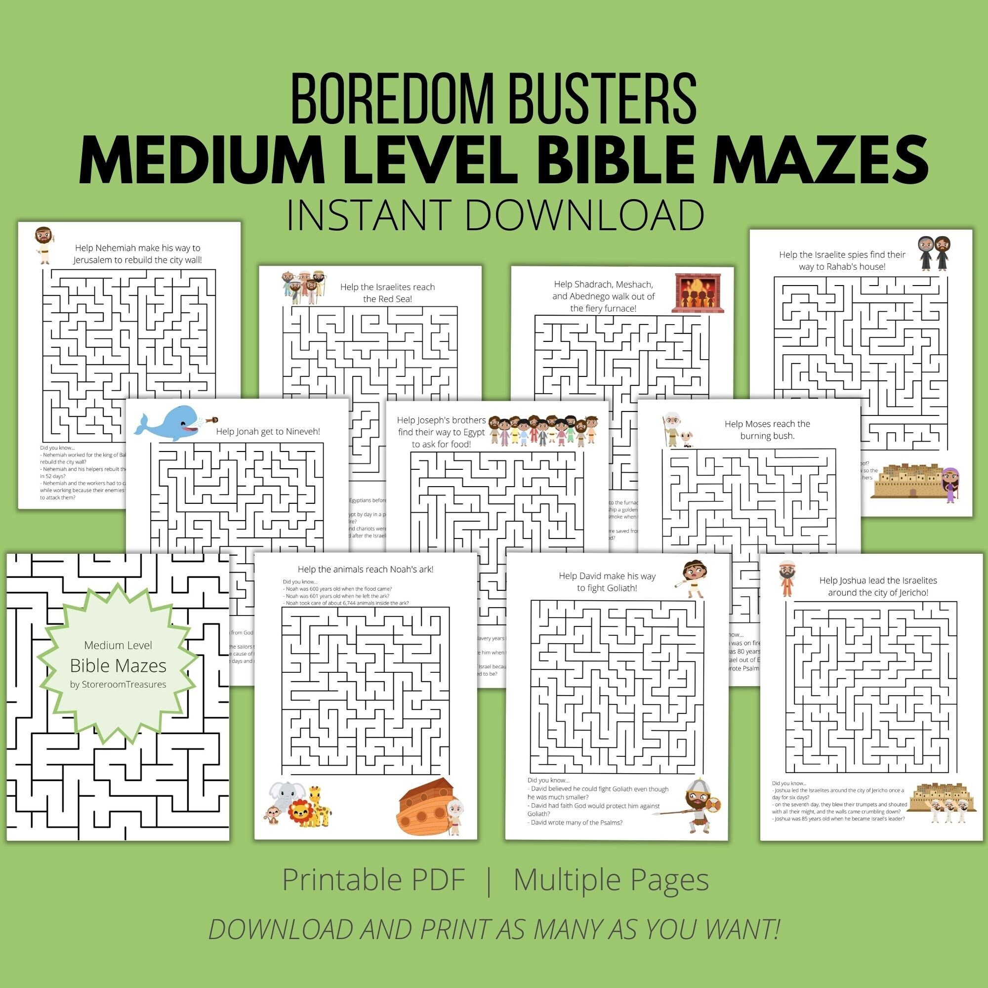 Printable Maze Bible Activity Book Old Testament Medium - Etsy