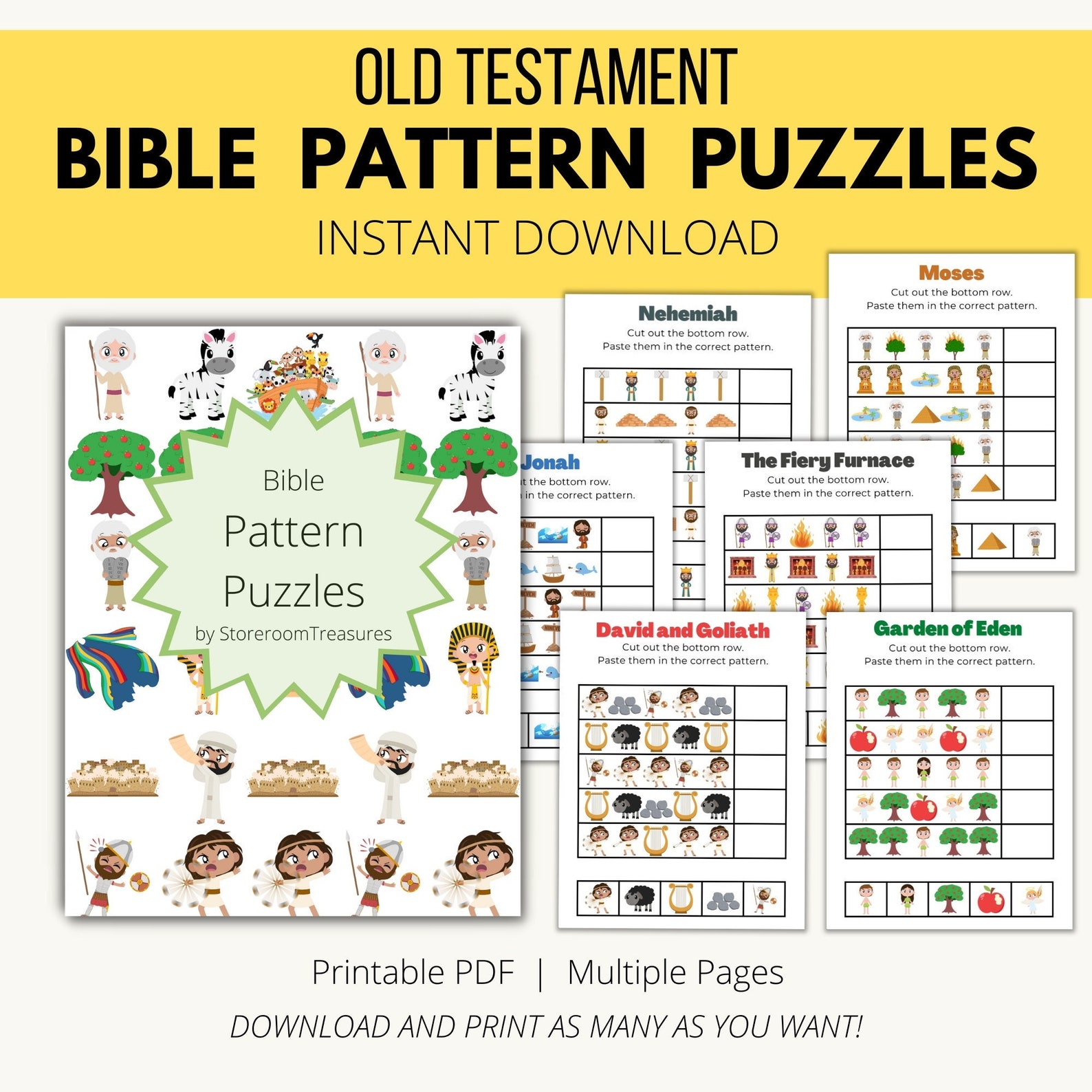 Printable Pattern Puzzles Bible Activity Book - Old Testament - Etsy