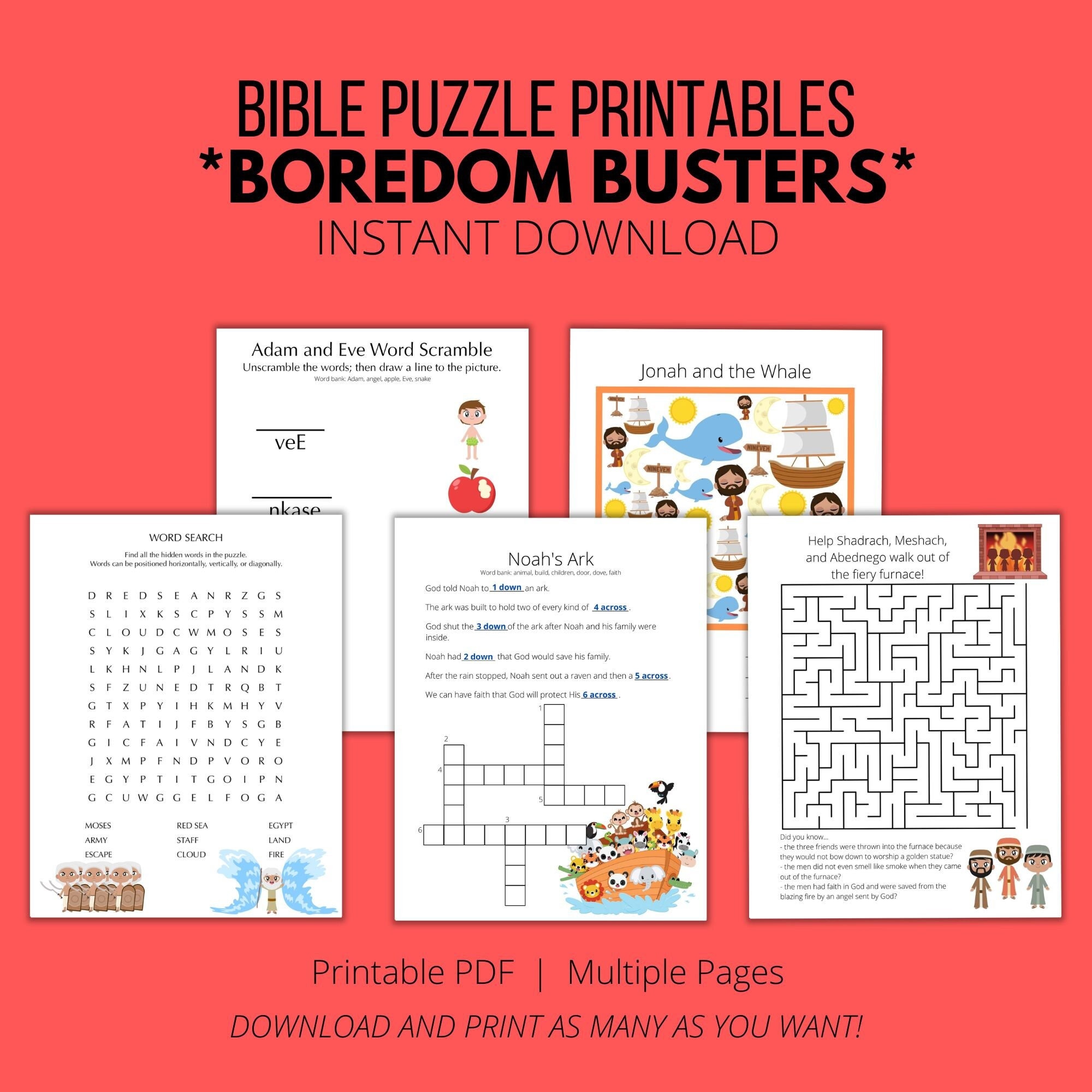 Printable Bible Puzzles Activity Pack - Etsy