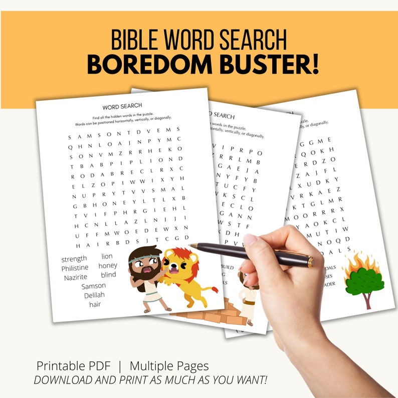 Printable Bible Word Search Kids Activity Book Bundle - Etsy