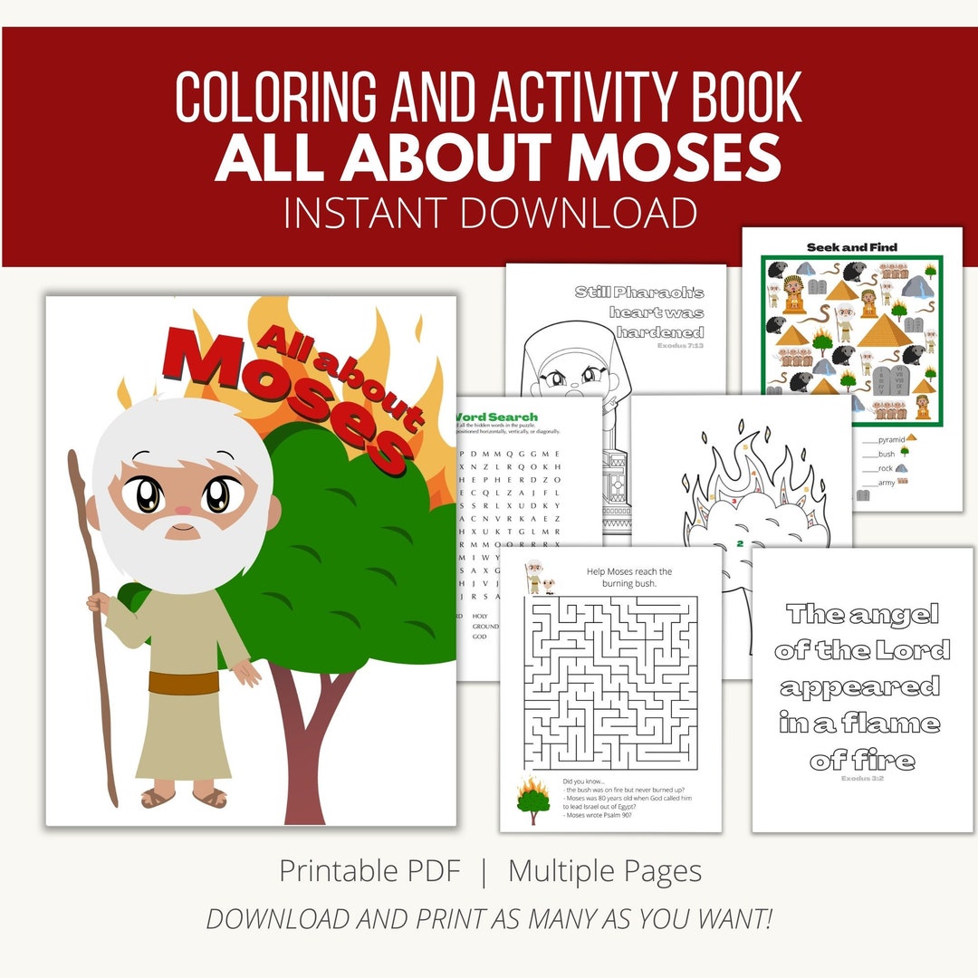Printable Bible Coloring & Activity Book - All About Moses - Etsy