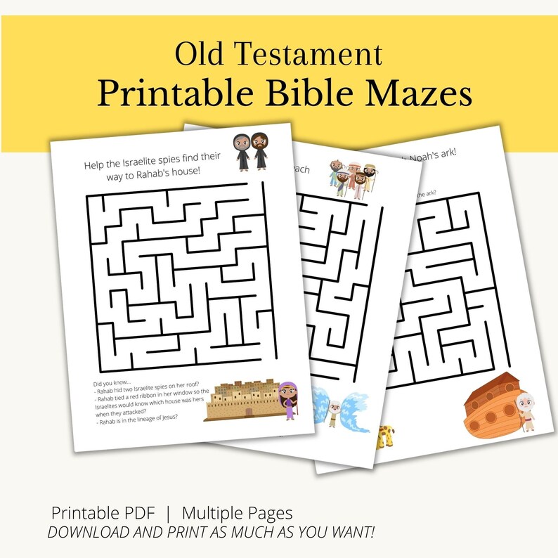 Printable Easy Bible Maze Puzzle Book: Old Testament - Etsy