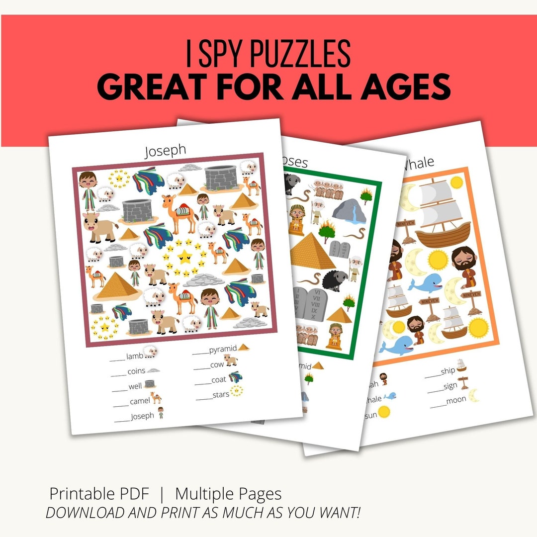Printable Seek and Find I Spy Puzzles Bible Activity Book Old Testament ...