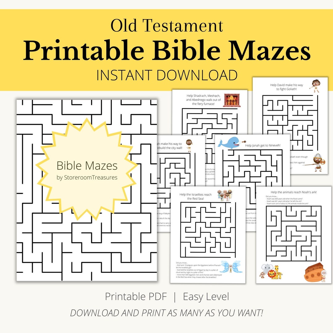 Printable Easy Bible Maze Puzzle Book: Old Testament - Etsy