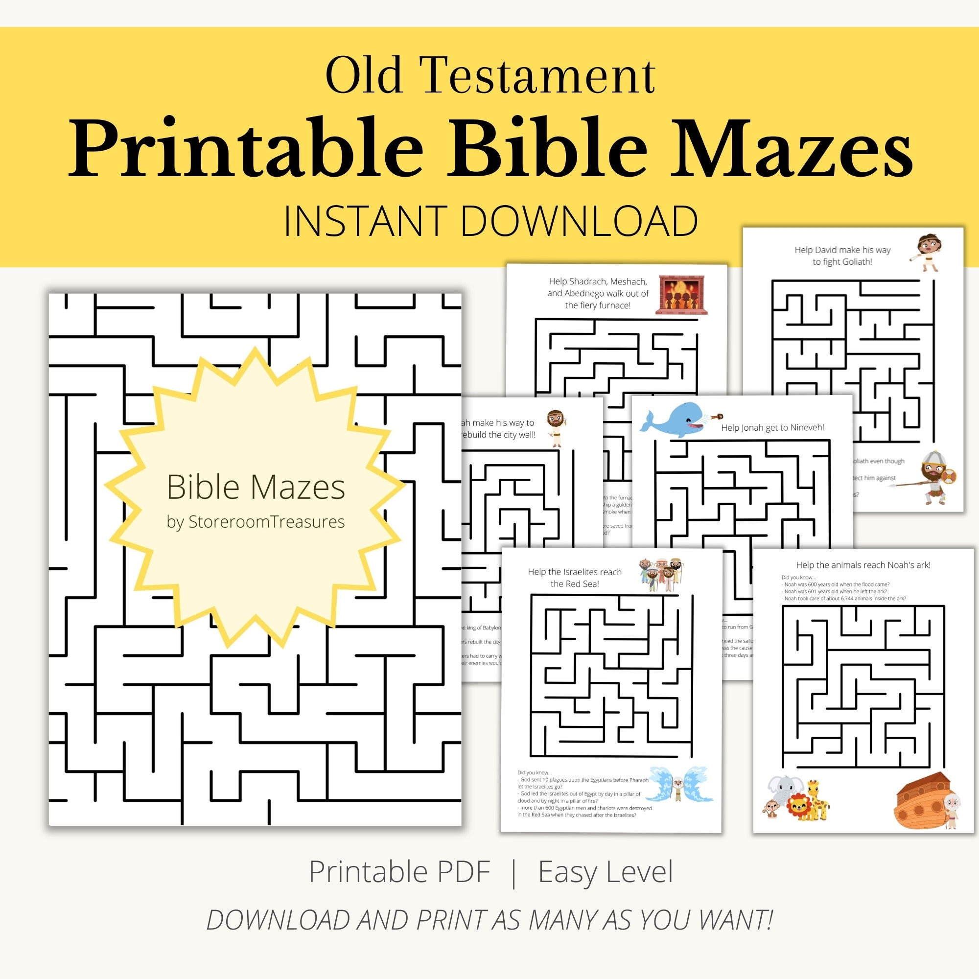 Printable Easy Bible Maze Puzzle Book: Old Testament - Etsy