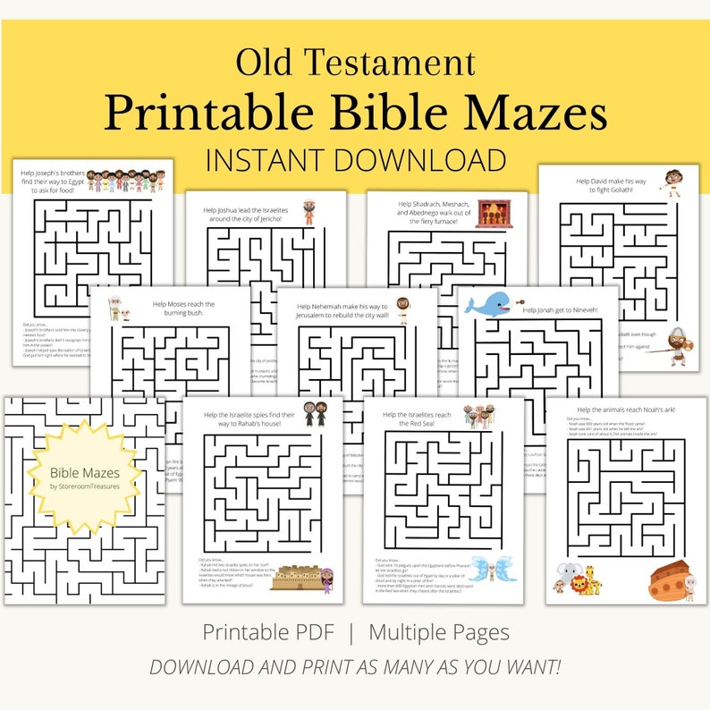 Printable Easy Bible Maze Puzzle Book: Old Testament - Etsy