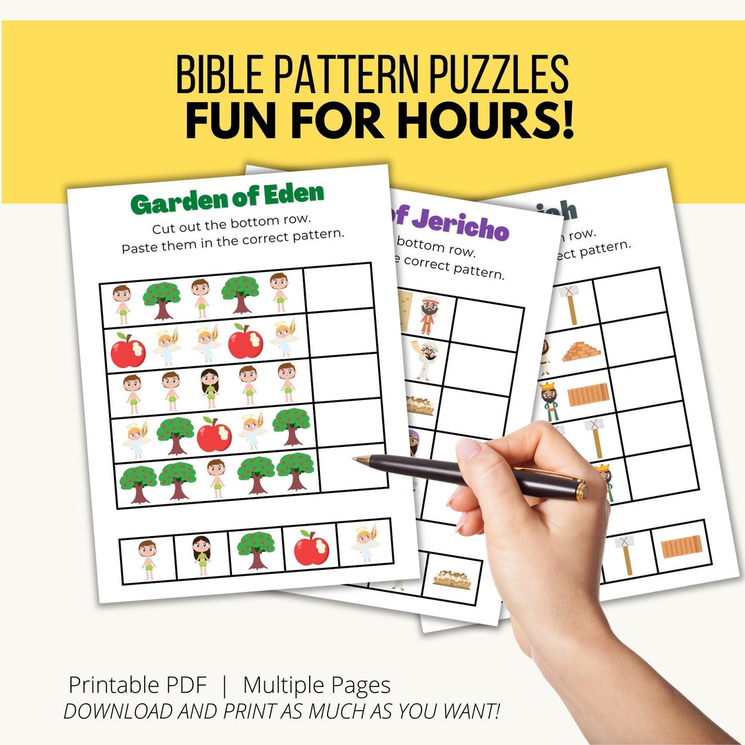 Printable Pattern Puzzles Bible Activity Book Old Testament - Etsy