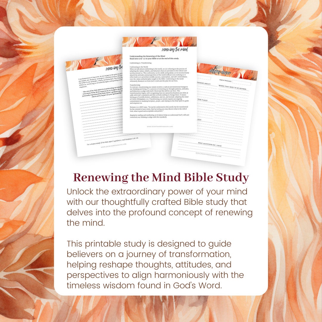 Women's Printable Bible Study: Renewing the Mind & Prayer Cards - Etsy