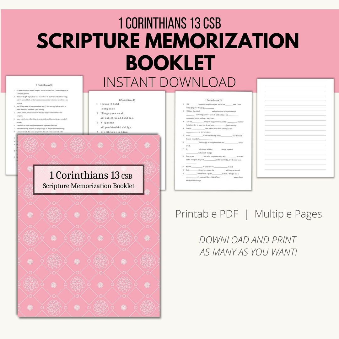 Printable Scripture Memorization Booklet 1 Corinthians 13 - Etsy