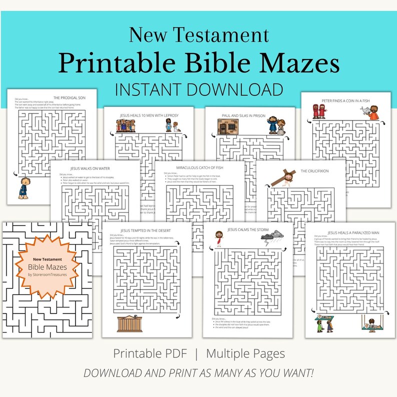 Printable Mazes Bible Activity Book New Testament - Etsy