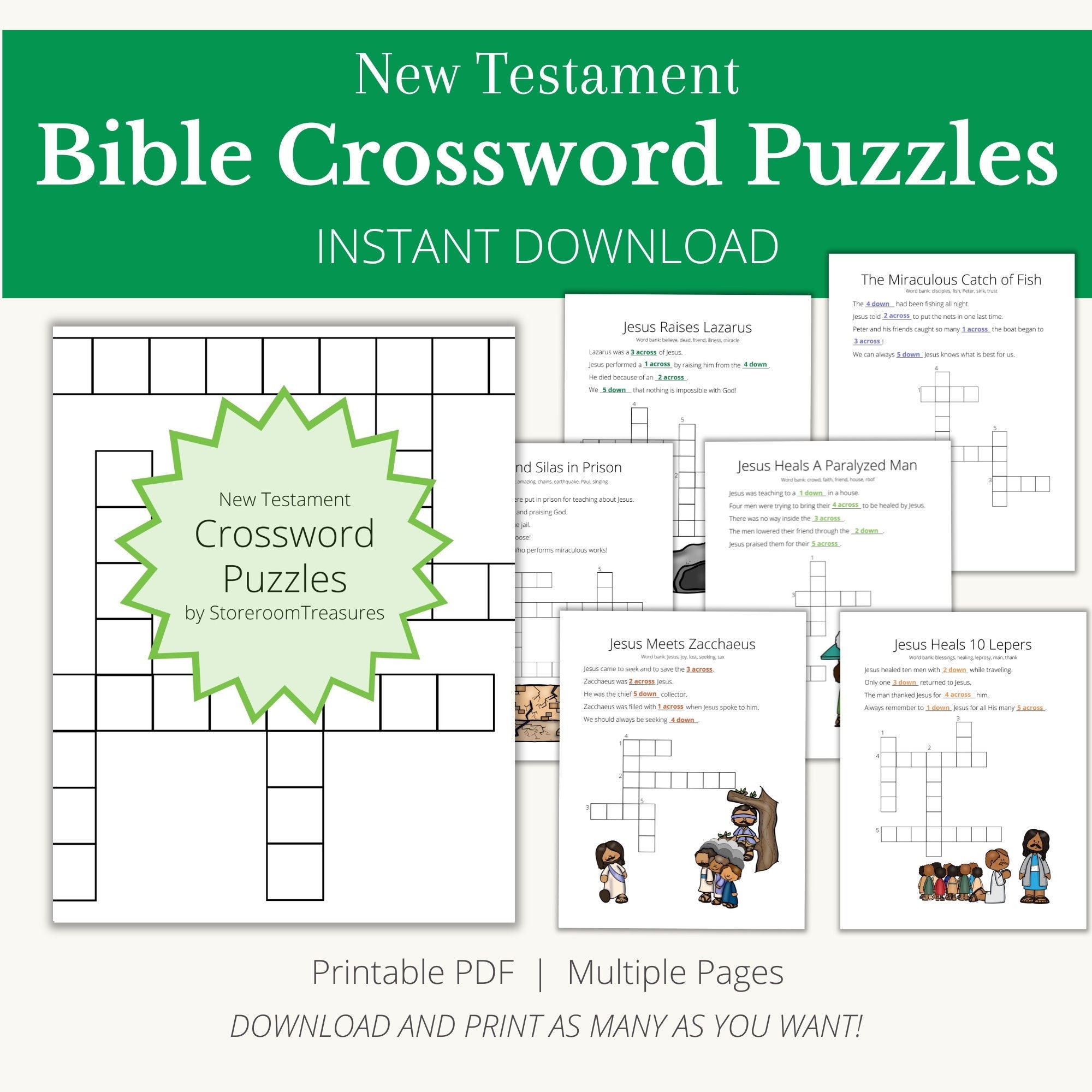 Printable Crossword Puzzle Activity Book - New Testament - Etsy