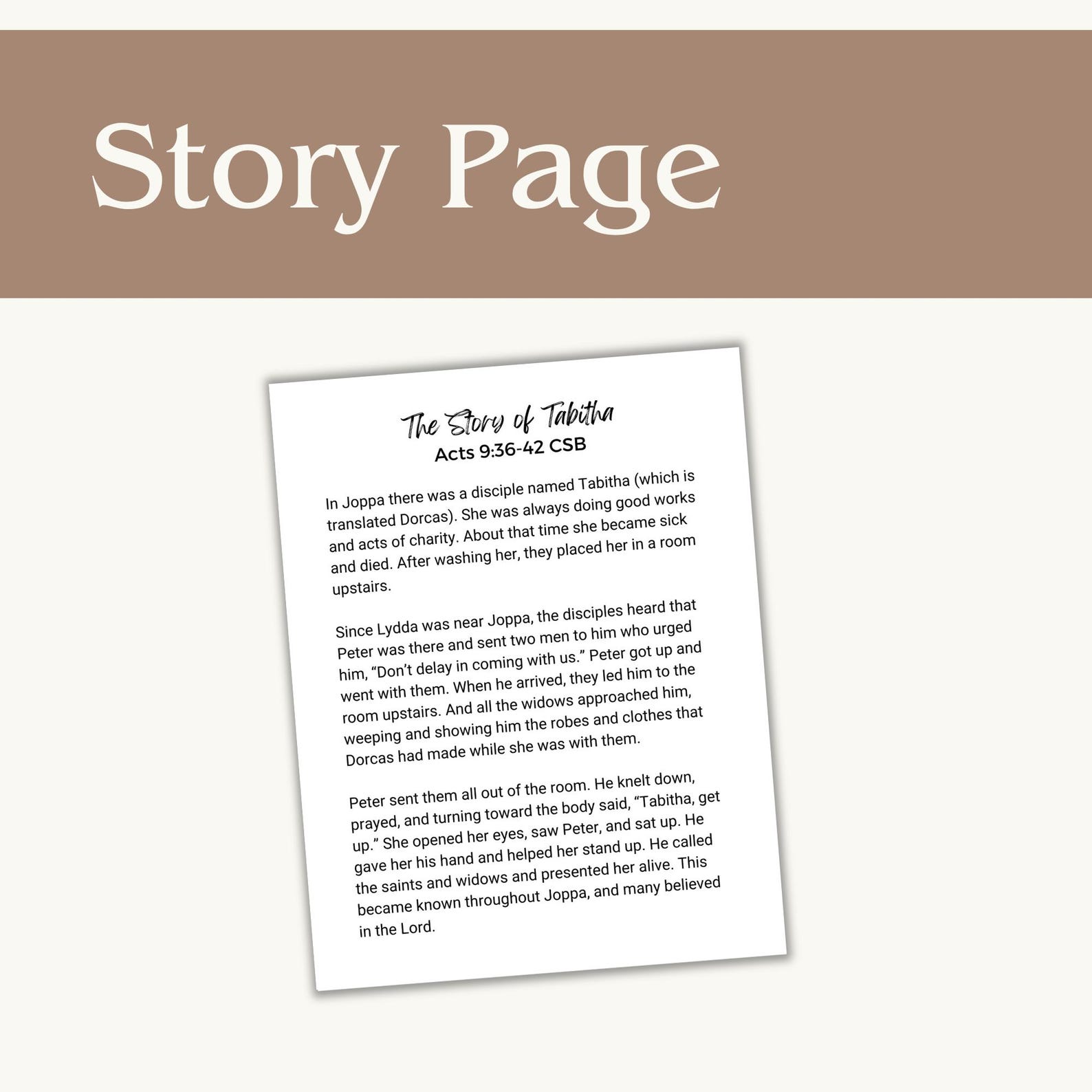 The Story of Tabitha (dorcas) - Bible Activities - Etsy