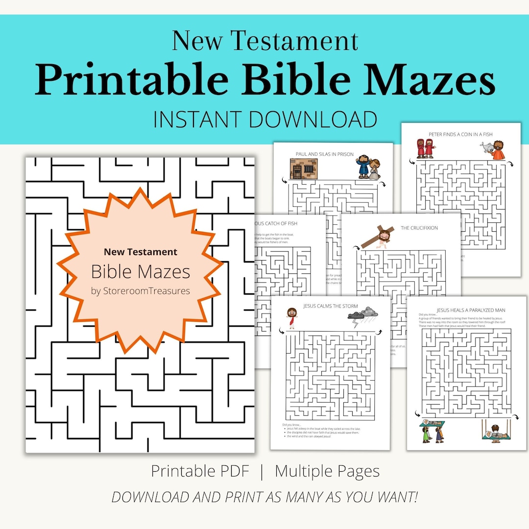 Printable Mazes Bible Activity Book - New Testament - Etsy