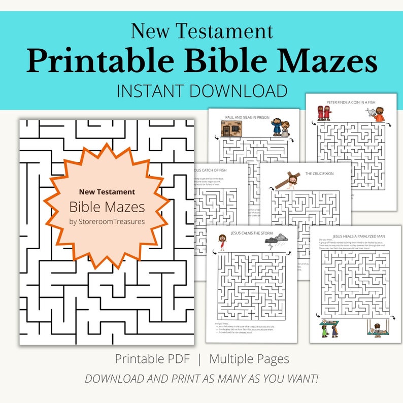 Printable Mazes Bible Activity Book - New Testament - Etsy