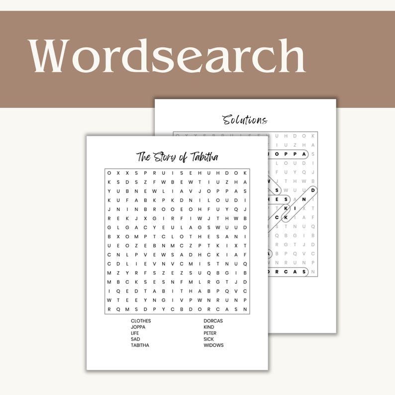 The Story of Tabitha (dorcas) - Bible Activities - Etsy