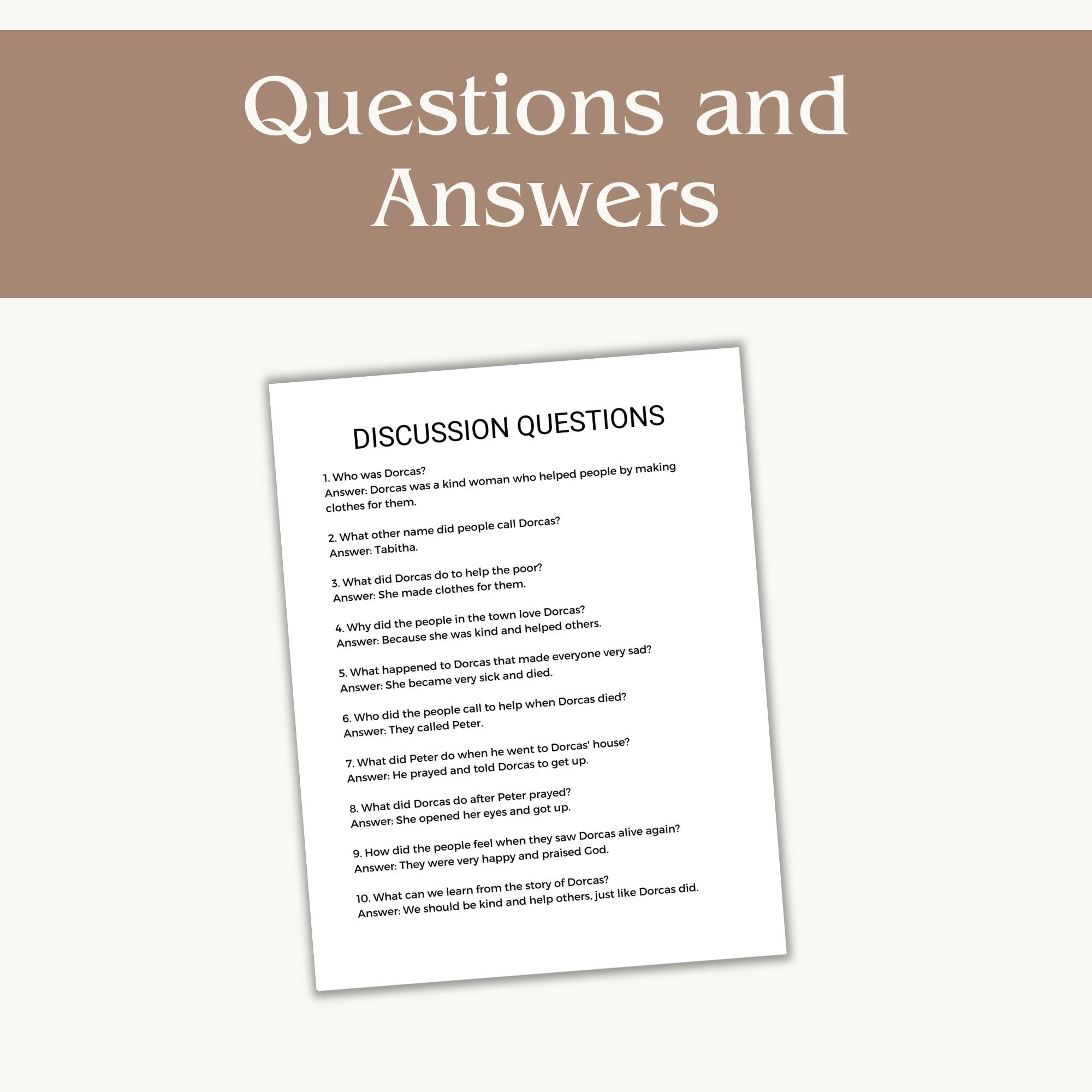 The Story of Tabitha (dorcas) - Bible Activities - Etsy