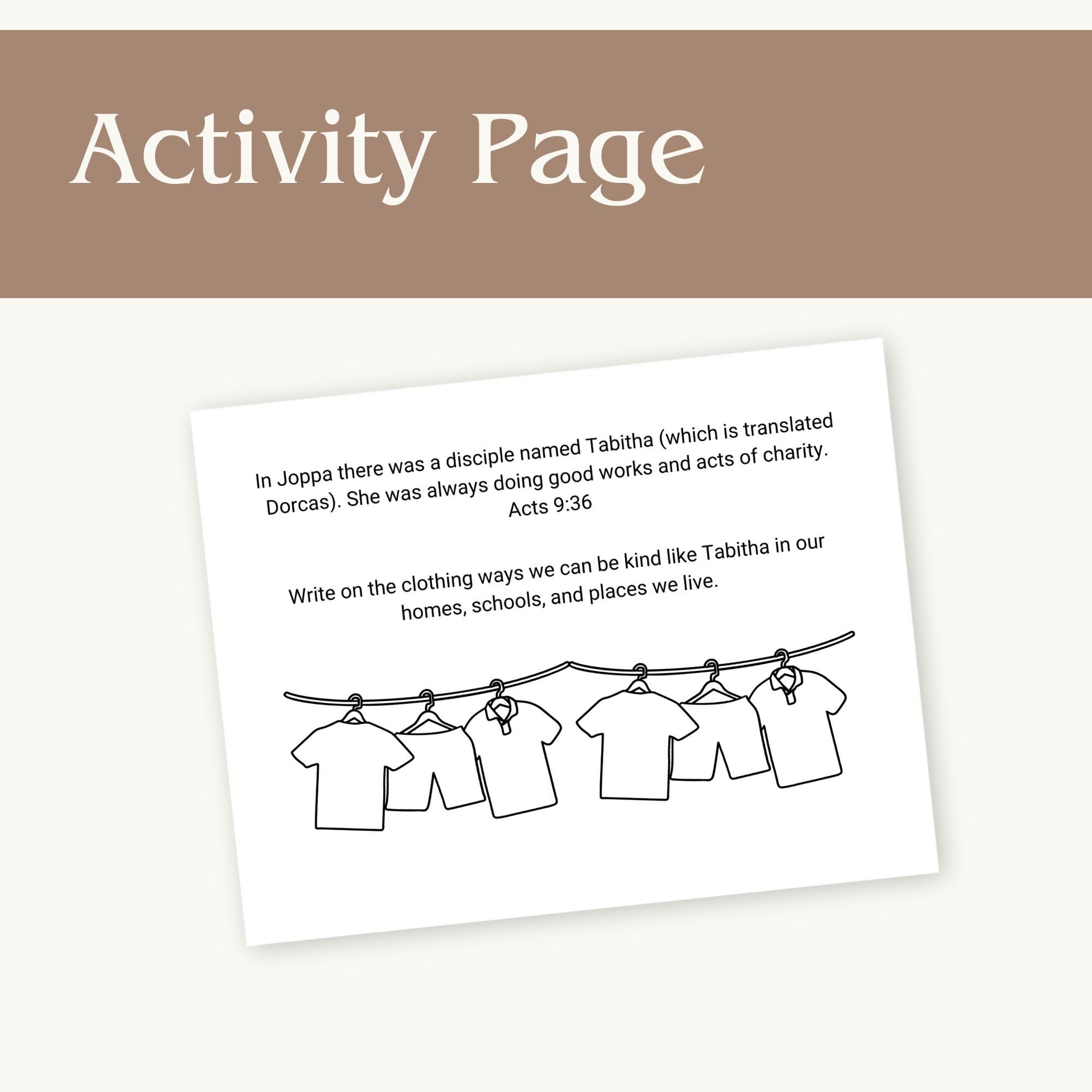 The Story of Tabitha (dorcas) - Bible Activities - Etsy