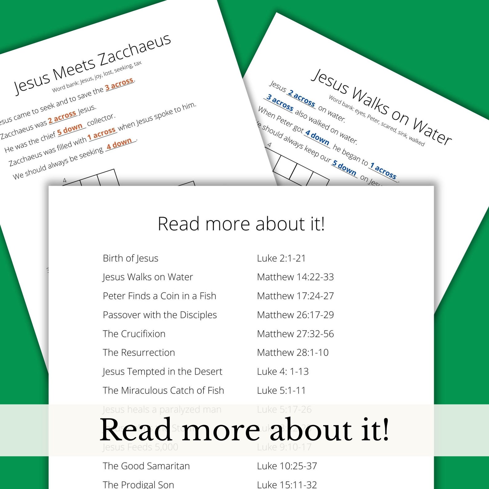 Printable Bible Crossword Kids Activity Book Bundle - Etsy