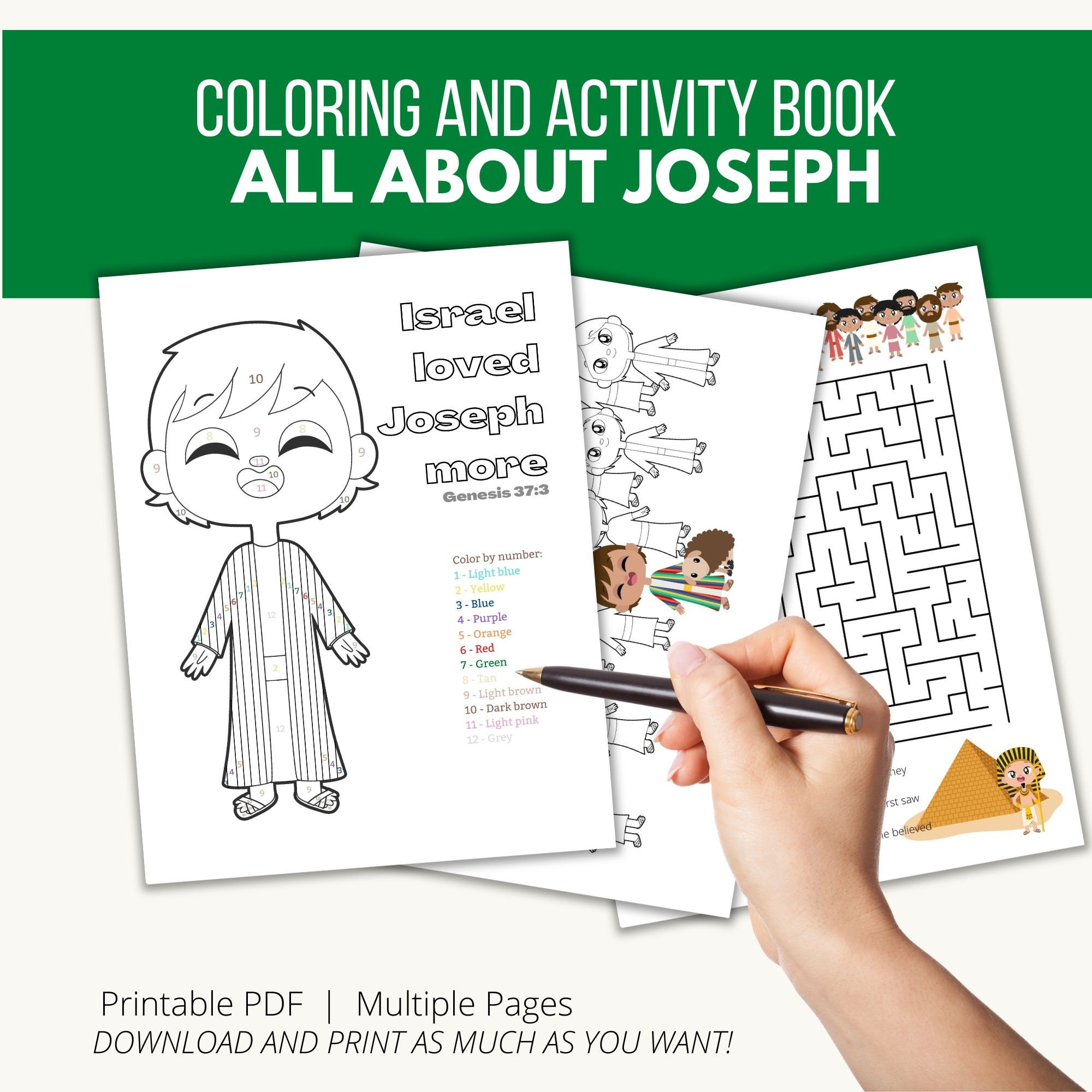 Printable Bible Coloring & Activity Book - All About Joseph - Etsy