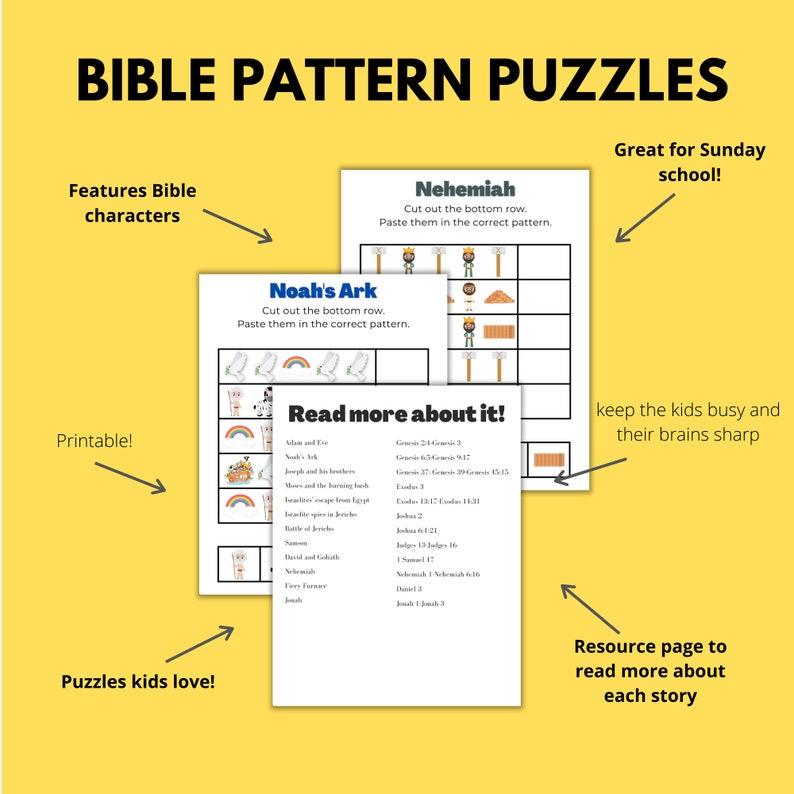Printable Pattern Puzzles Bible Activity Book - Old Testament - Etsy