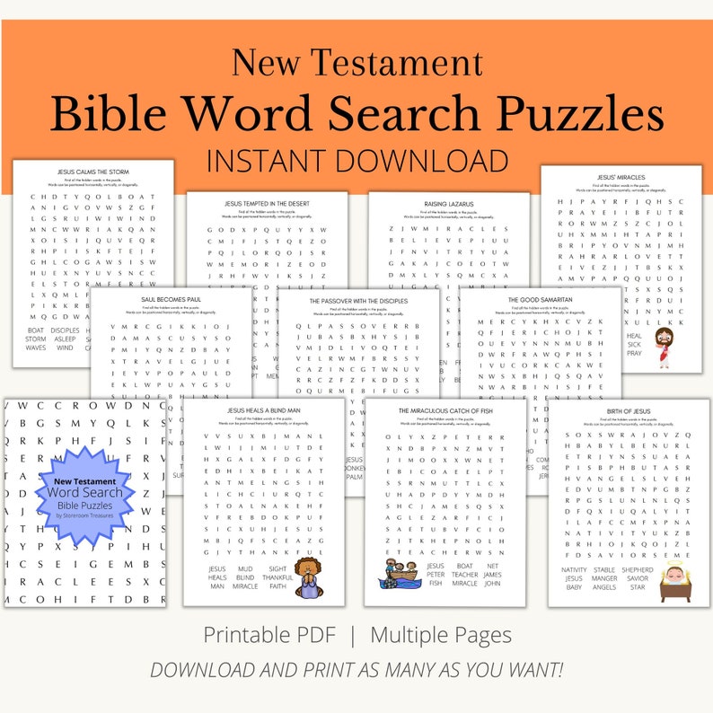Printable Bible Word Search Kids Activity Book Bundle - Etsy