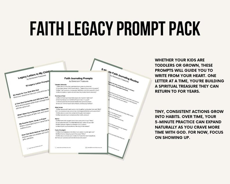 Faith Legacy Prompt Pack - 75+ Christian Journaling Prompts With 3 ...