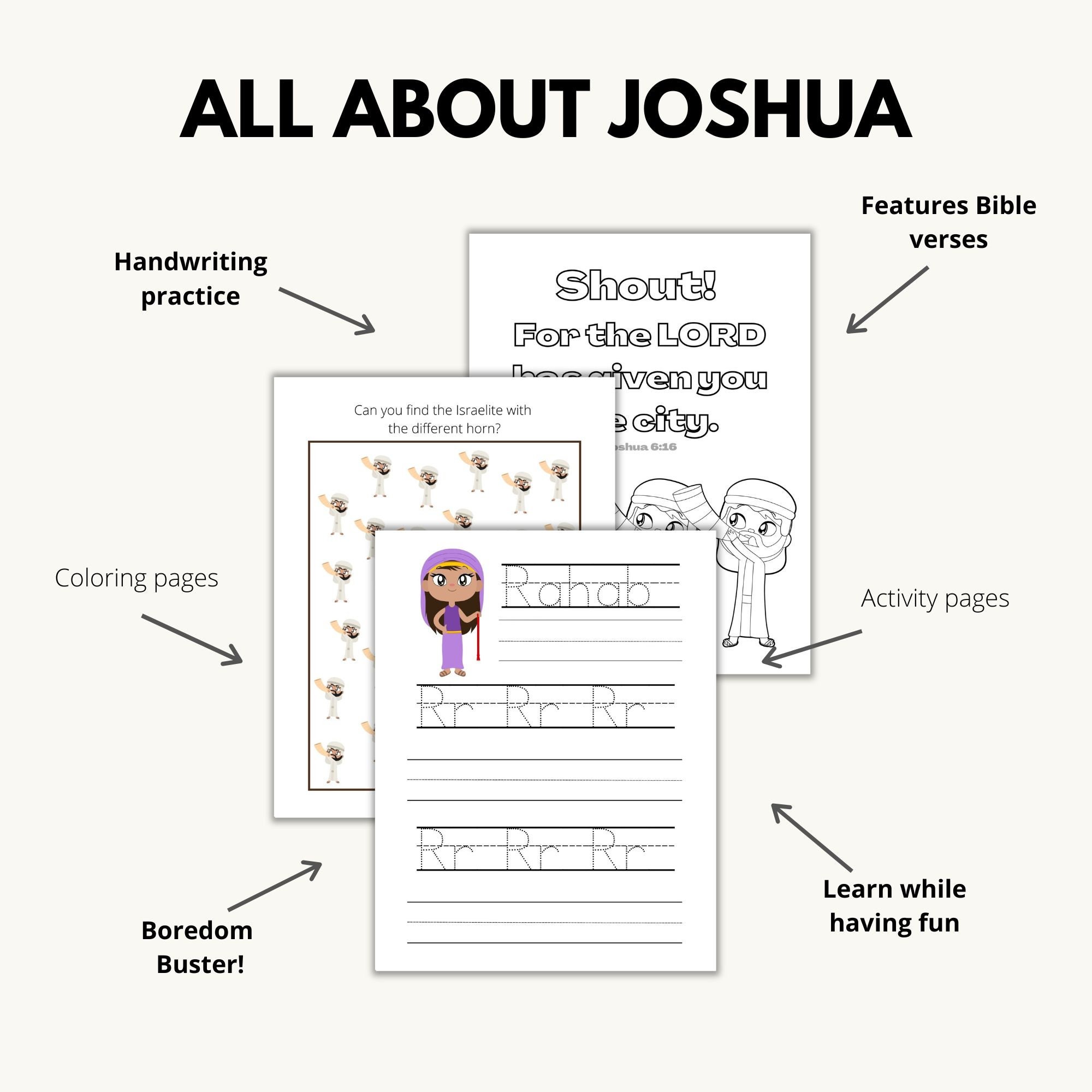 Printable Bible Coloring & Activity Book - All About Joshua - Etsy